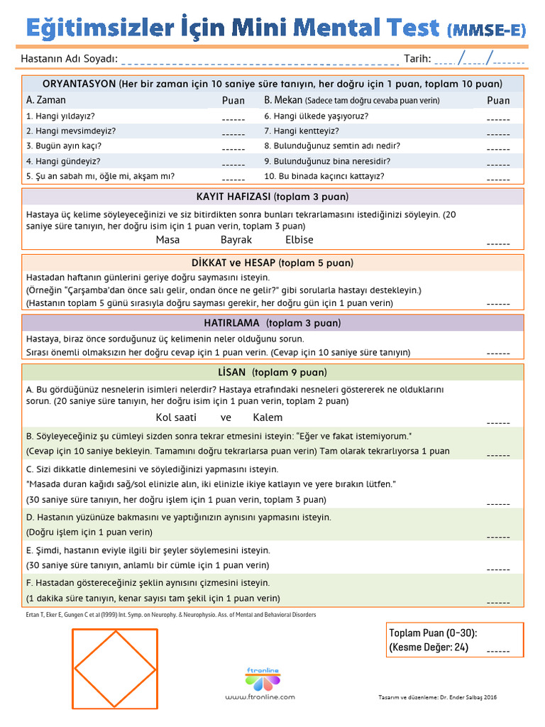 Egitimsizler.icin.Mini.mental.test.Ftronline | PDF