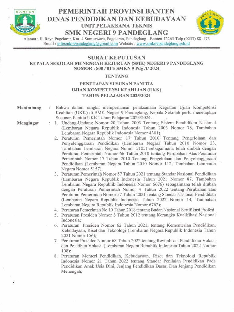 SK Panitia Ukk 2023-2024 | PDF