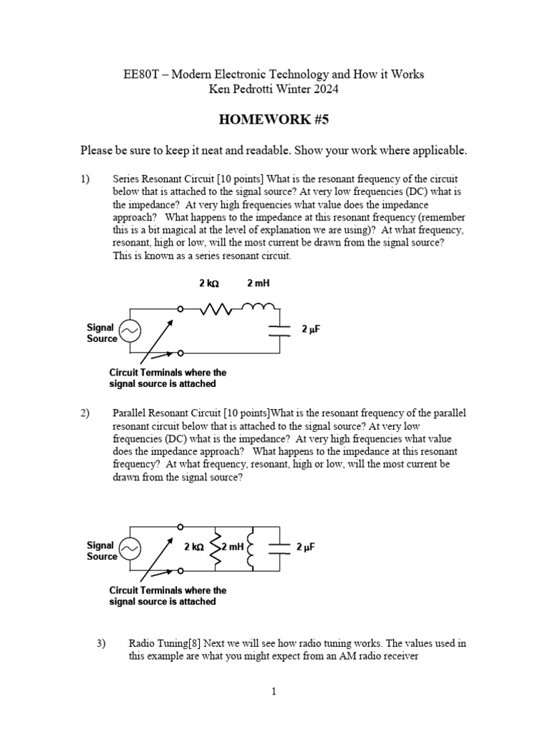 Homework 5 | PDF | Electrical Impedance | Antenna (Radio)