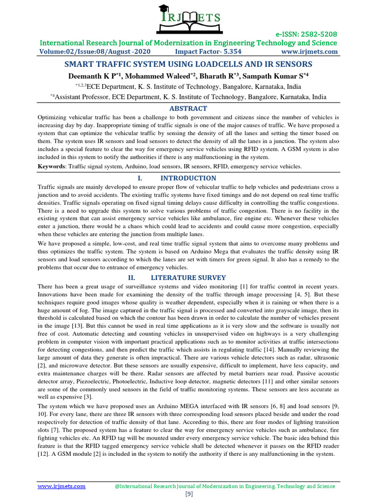 Smart Traffic System Using Loadcells and Ir Sensors | PDF | Business ...
