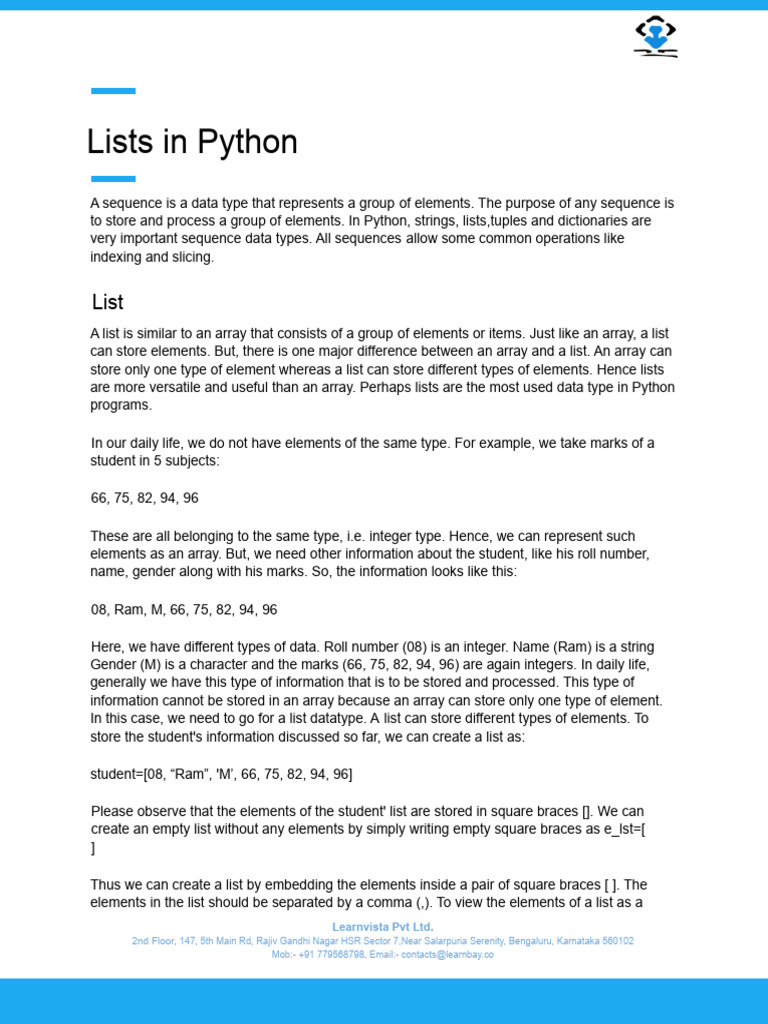 7. Lists in Python (1) | PDF | Information Technology | Computing