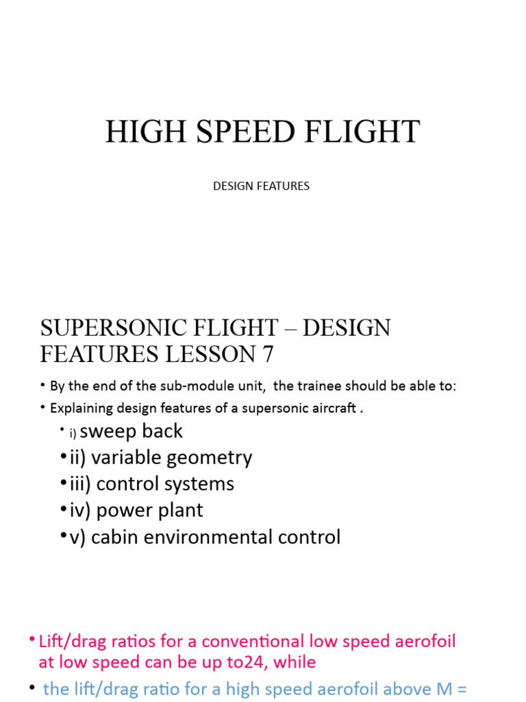 Supersonic Flight - Design Features Lesson 7 | PDF | Airfoil | Drag ...