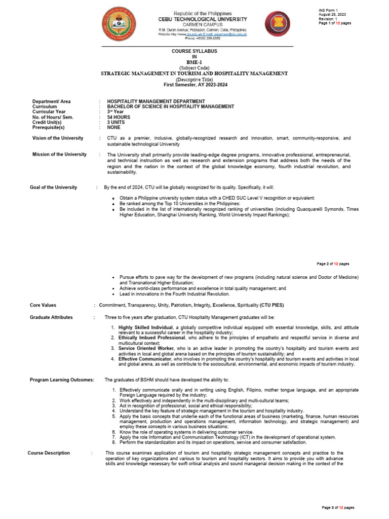 Course Syllabus | PDF | Strategic Management | Competitive Advantage