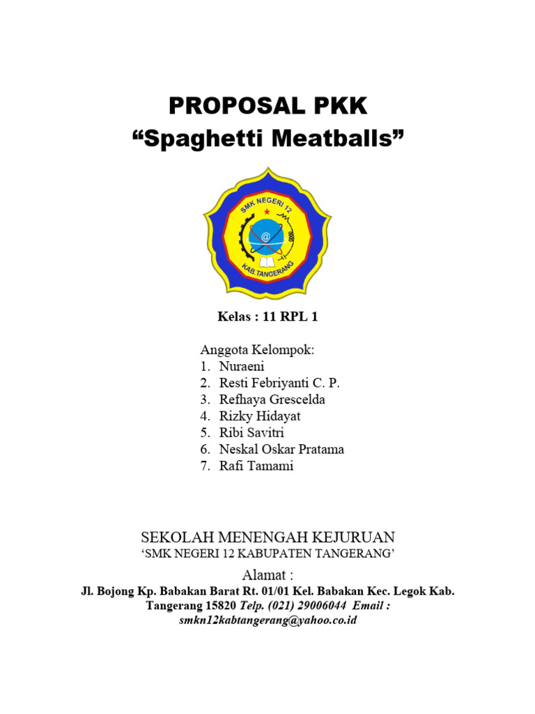 CONTOH PROPOSAL PKK | PDF