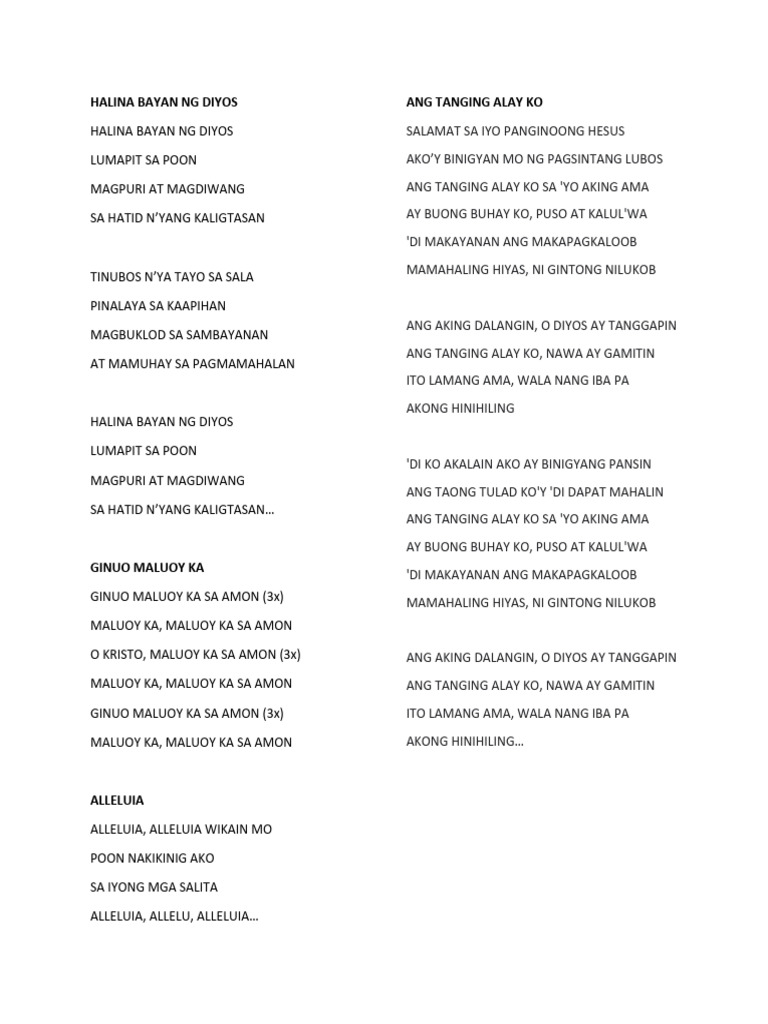 Mass Songs | PDF