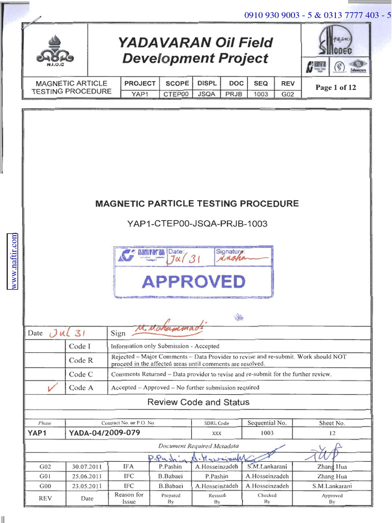 Magnetic Particle Testing Procedure | PDF | Science & Mathematics ...
