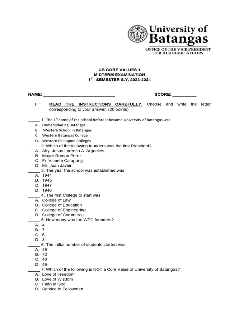 Ubcv 1 Midterm 2023 2024 | PDF | Cognition