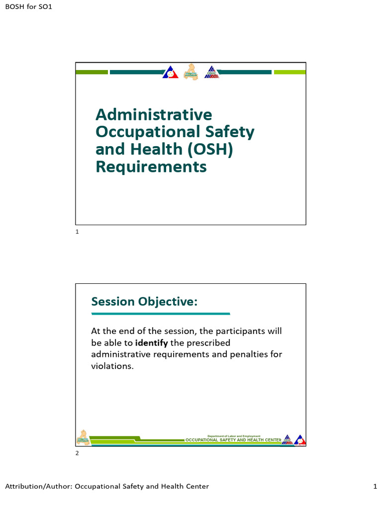 Module 2b AdminOSHrequirements BOSHforSO1 ParticipantCopy | PDF ...