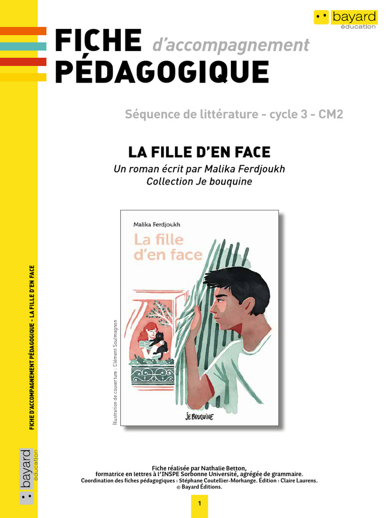 Fiche Pedagogique La Fille Den Face1 | PDF