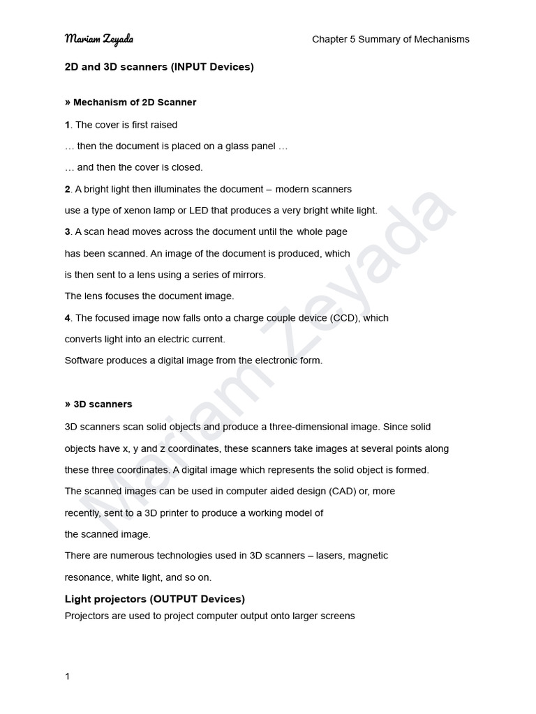 IGCSwefE CS Chapter 5 Mechanisms Summary | PDF | Printer (Computing) | Image Scanner