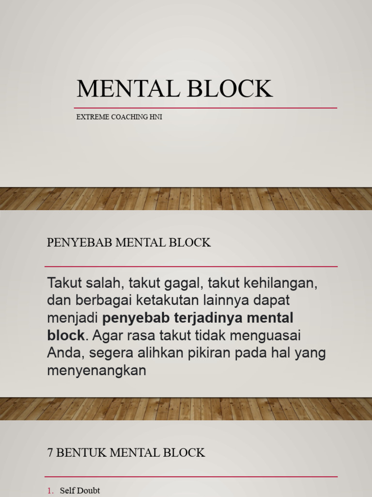 Mengatasi Mental Block dengan Efektif | PDF | Pengembangan Diri | Sains ...