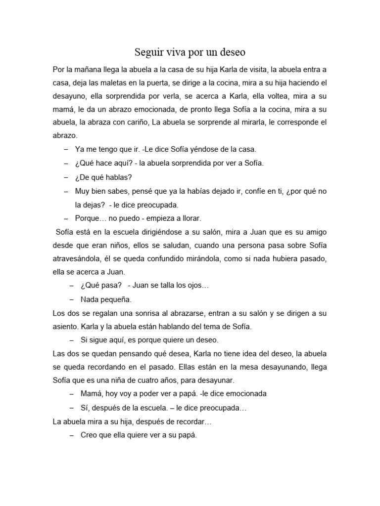 CUENTO Seguir Viva Por Un Deseo | PDF