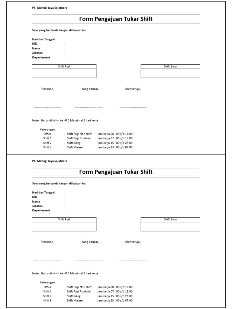 QR - hrd.03.00 Form Tukar Shift Karyawan | PDF
