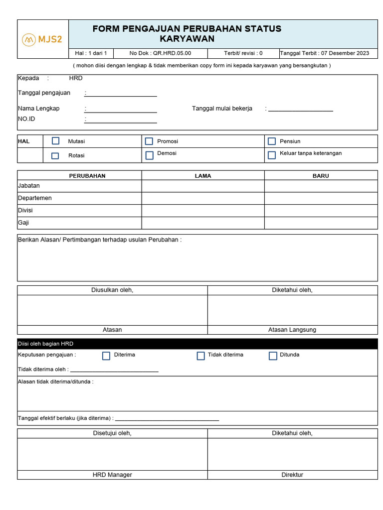 QR - hrd.05.00 Form Pengajuan Promosi Karyawan | PDF