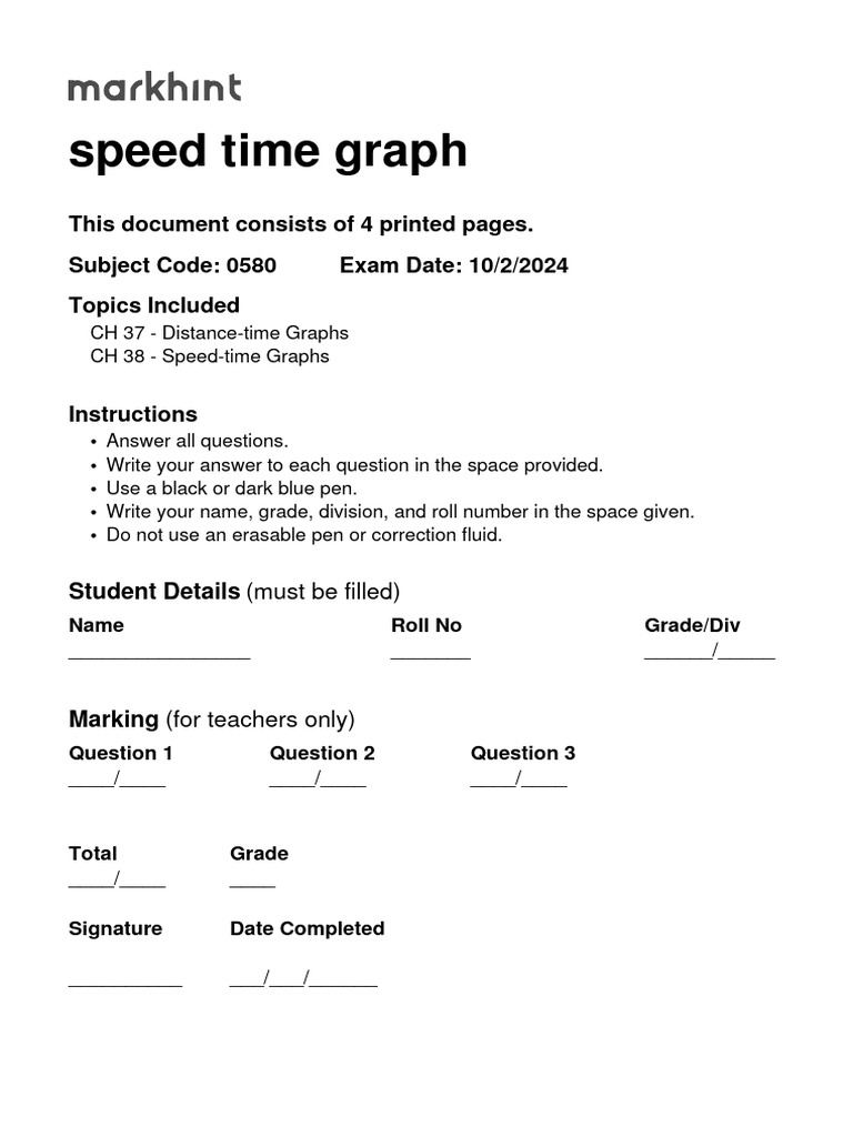 Speed Time Graph Pdf Career And Growth Teaching Methods And Materials 8475