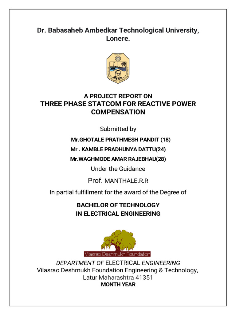 Three Phase Statcom For Reactive Power Compensation Pdf Electric
