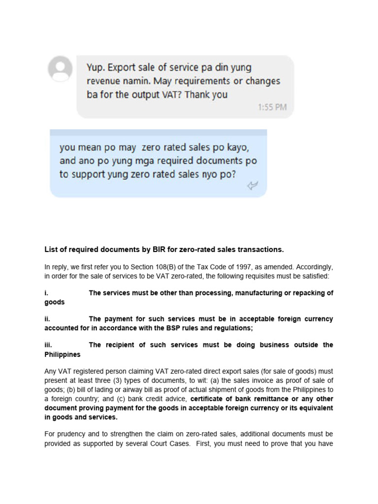 Zero-Rated Sales | PDF | Invoice | Value Added Tax