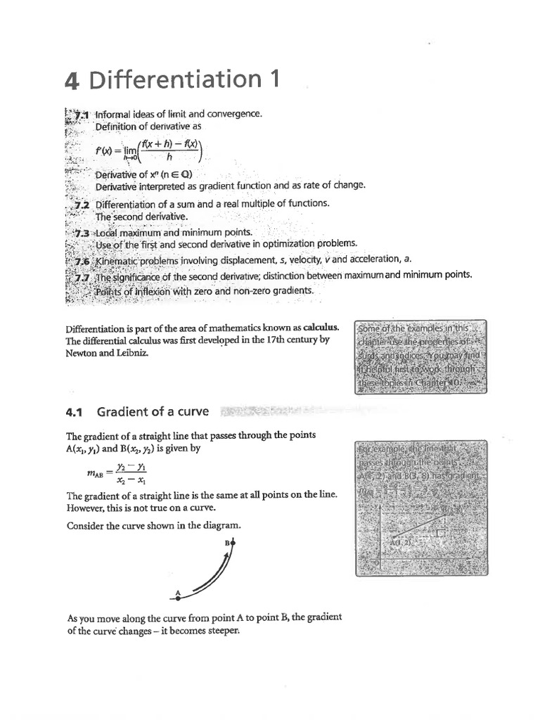 Chapter 4 - Differentiation 1 | PDF