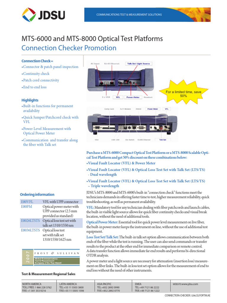 Jds Uniphase Mts 6000 User Manual | PDF | Optical Fiber | Information And Communications Technology