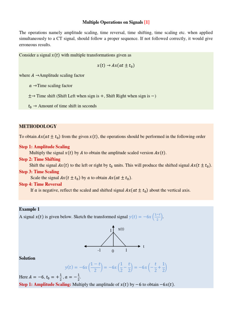 1.1.2.1 Multiple Operations On Signals | PDF | Mathematics | Electrical Engineering