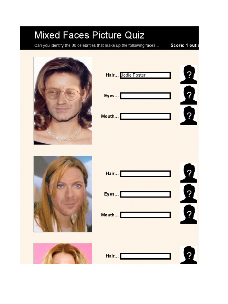Mixed Faces Quiz | PDF