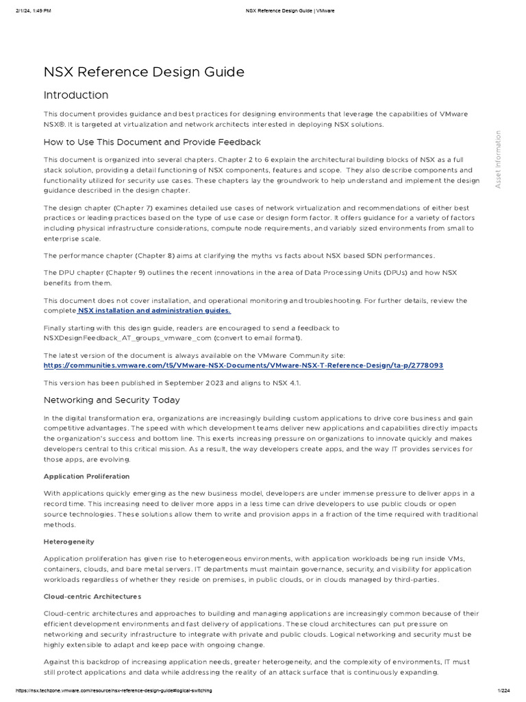 NSX Reference Design Guide - VMware | PDF | Cloud Computing | Computer Network