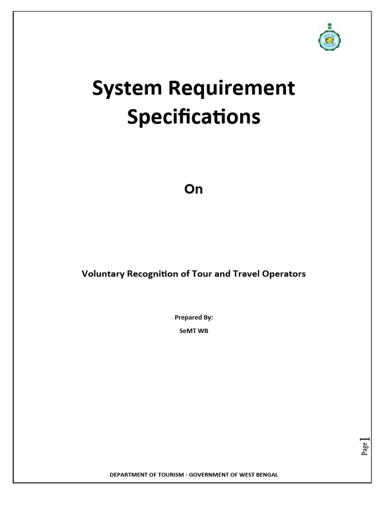 SRS Voluntary Recognition of Tour and Travel Operators | PDF | Usability | Databases