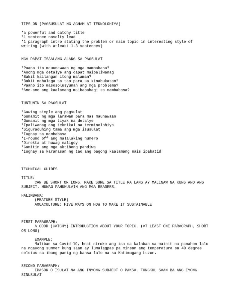 Pagsusulat NG Agham at Teknolohiya | PDF