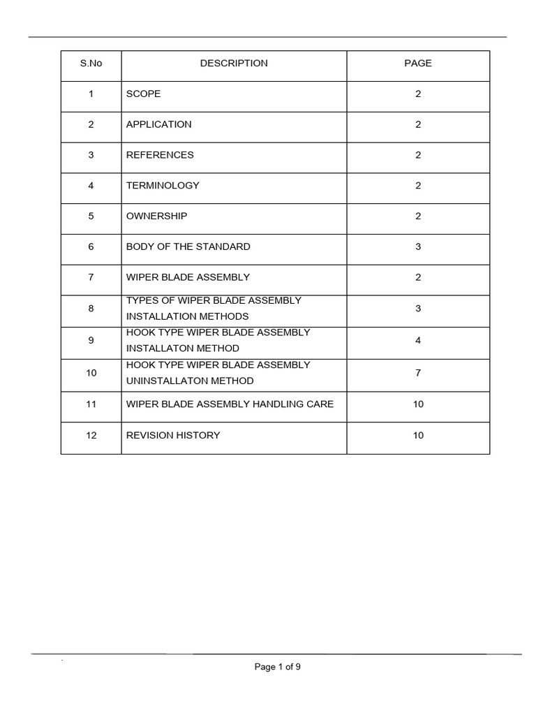 Wiper Blade Assembly - Handling Guideline | PDF | Equipment ...