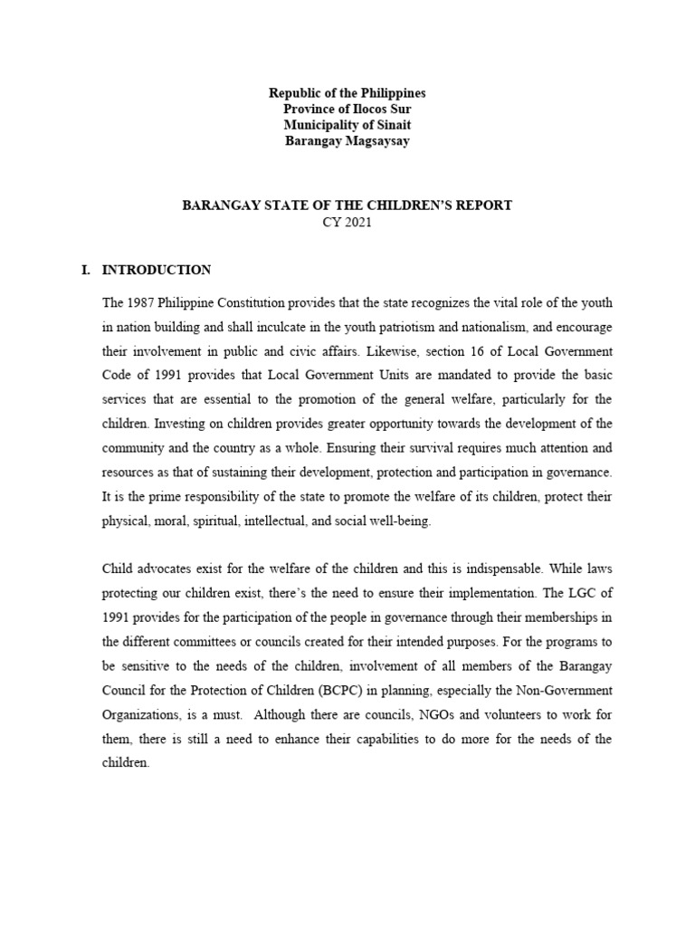 State of The Childrens Report by DILG 2021 | PDF | Vaccines | Child ...