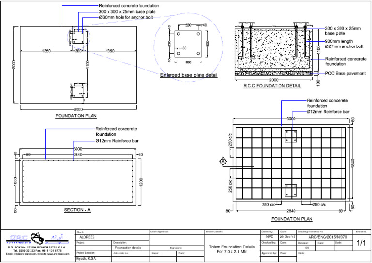 Totem Foundation Details for Signage | PDF