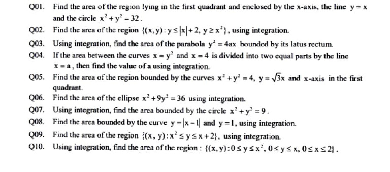 Class 12 Integral Area Worksheet | PDF