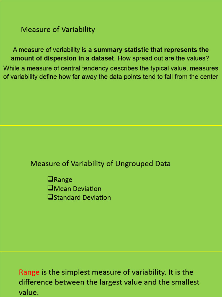 Measures of Variability.2023 | PDF | Variance | Mean