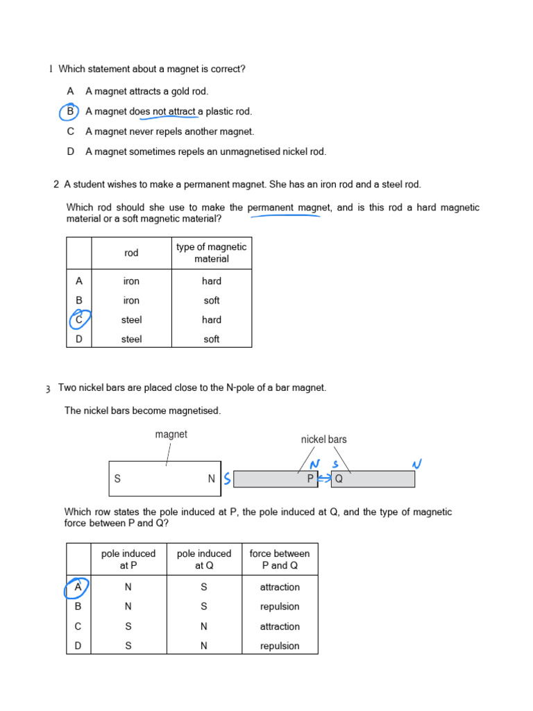 Quiz Practice | Download Free PDF | Magnet | Magnetism