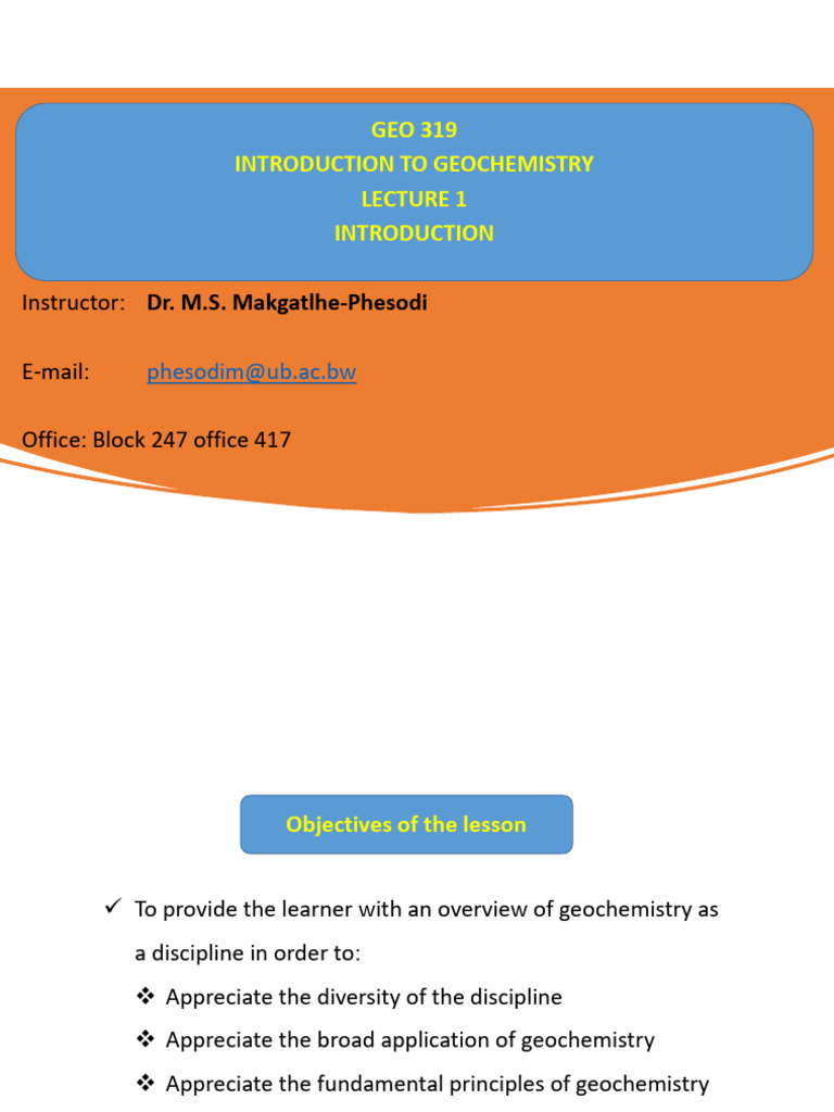 Lecture 1:introduction To Geochemistry Ub | PDF | Geochemistry | Geology