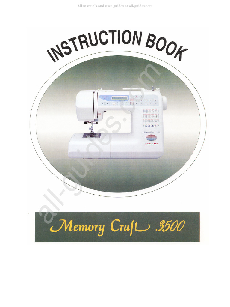 Janome Memory Craft 3500 Sewing Machine Instruction Manual | PDF