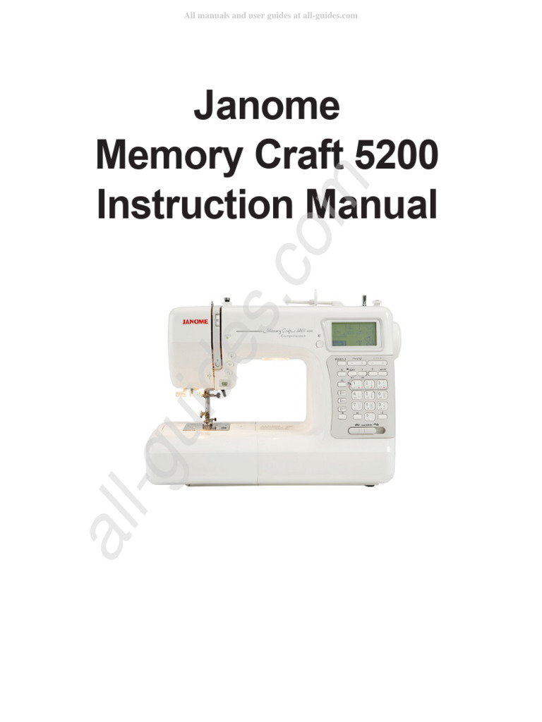 Janome Memory Craft 5200 Sewing Machine Instruction Manual | PDF | Ac ...