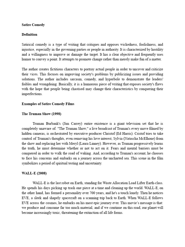 Satire Comedy Pdf