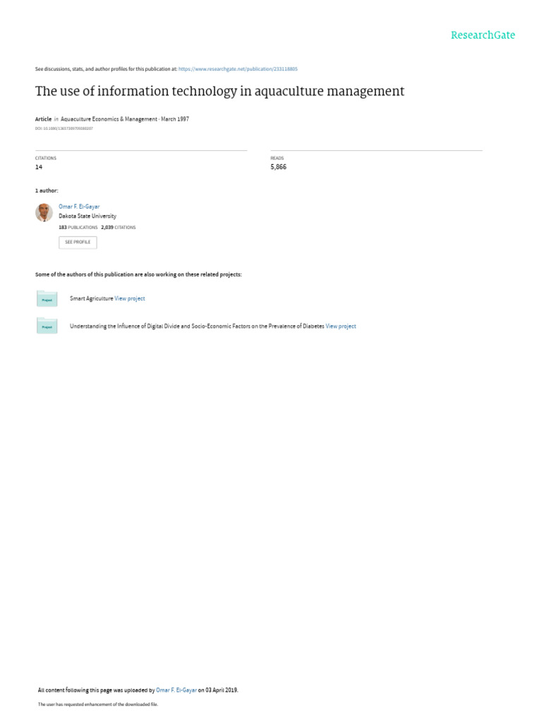 El Gayar 1997 TheUseofInformationTechnologyinAquacultureManagement ...