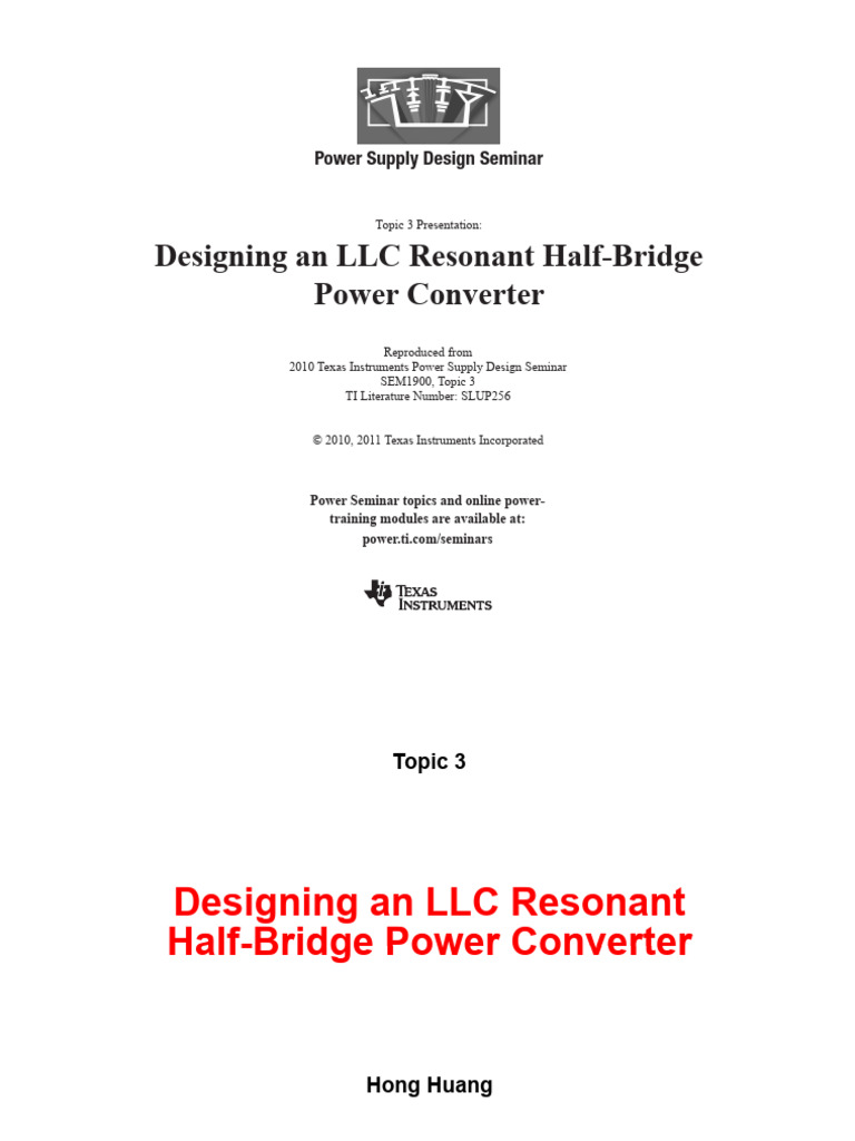 Designing An LLC Resonant Half-Bridge | PDF | Power Supply | Resonance