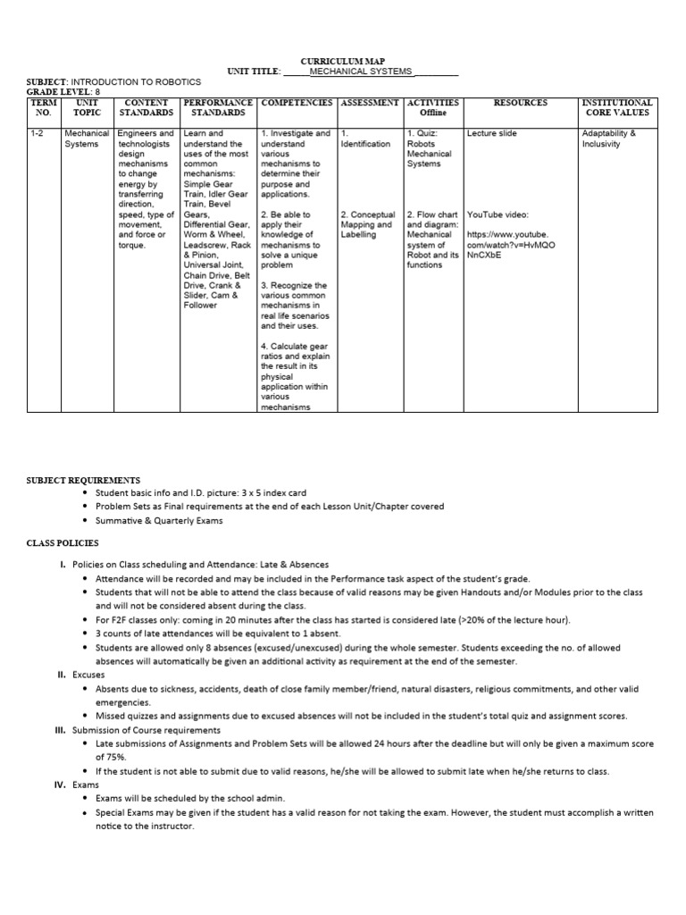 8th Grade Robotics Mechanical Systems | PDF | Gear | Mechanical Engineering