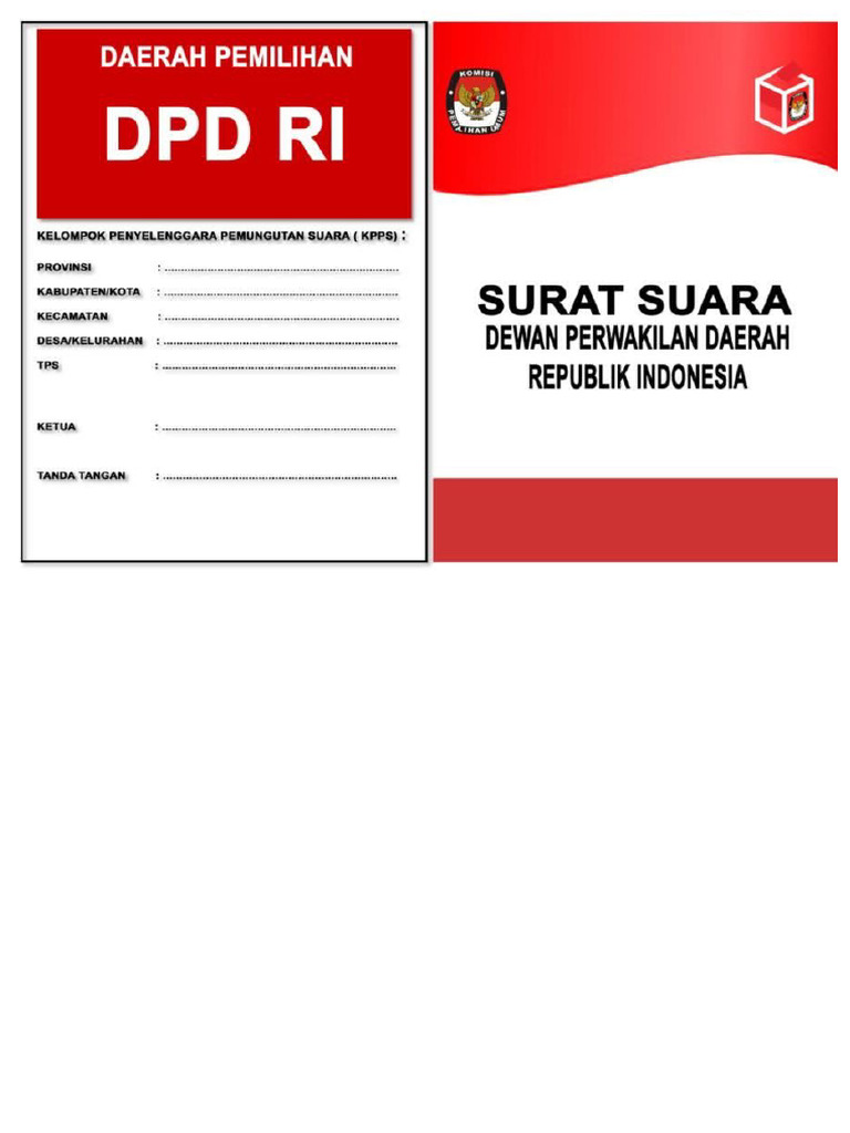 Contoh Surat Suara DPD | PDF