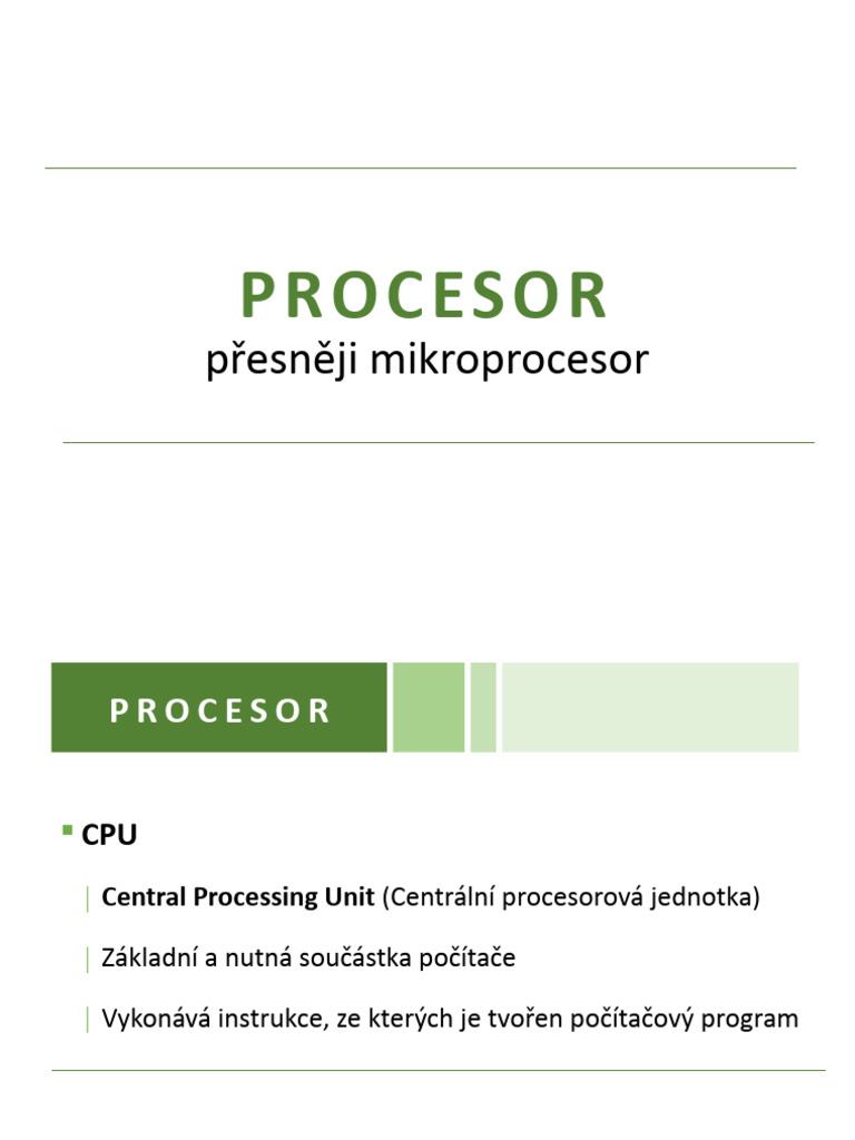 Procesor: Přesněji Mikroprocesor | PDF