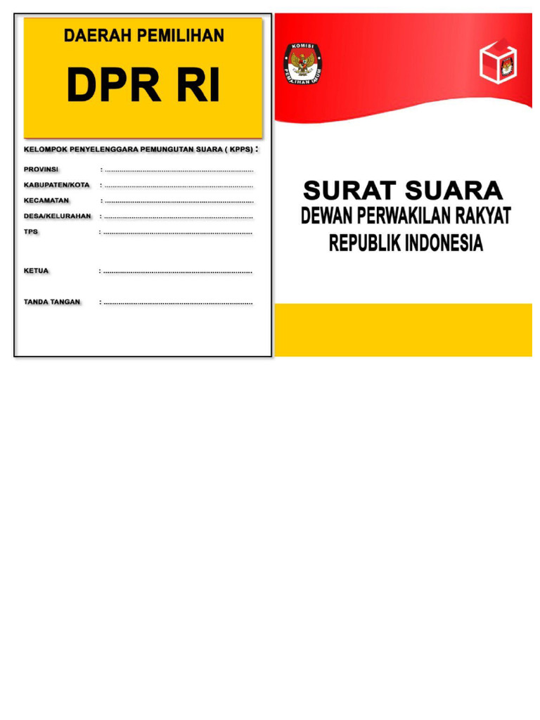 Contoh Surat Suara Dpri Ri | PDF