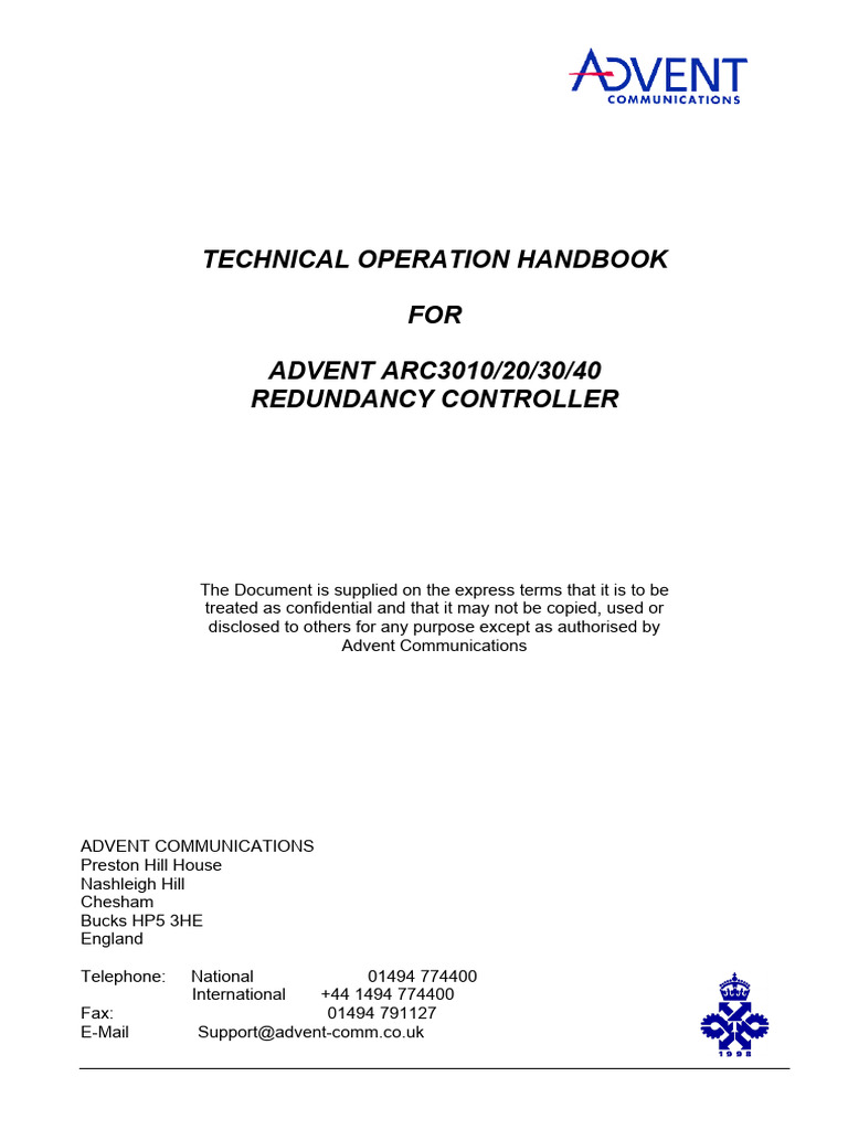 Advent ARC3010-40 redundancy controller | PDF