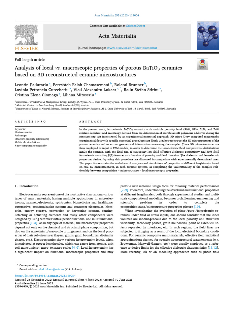 Analysis of Local Vs Macroscopic Prop of Porous BT Ceram Based On 3D Reconstructedceram Micros ...