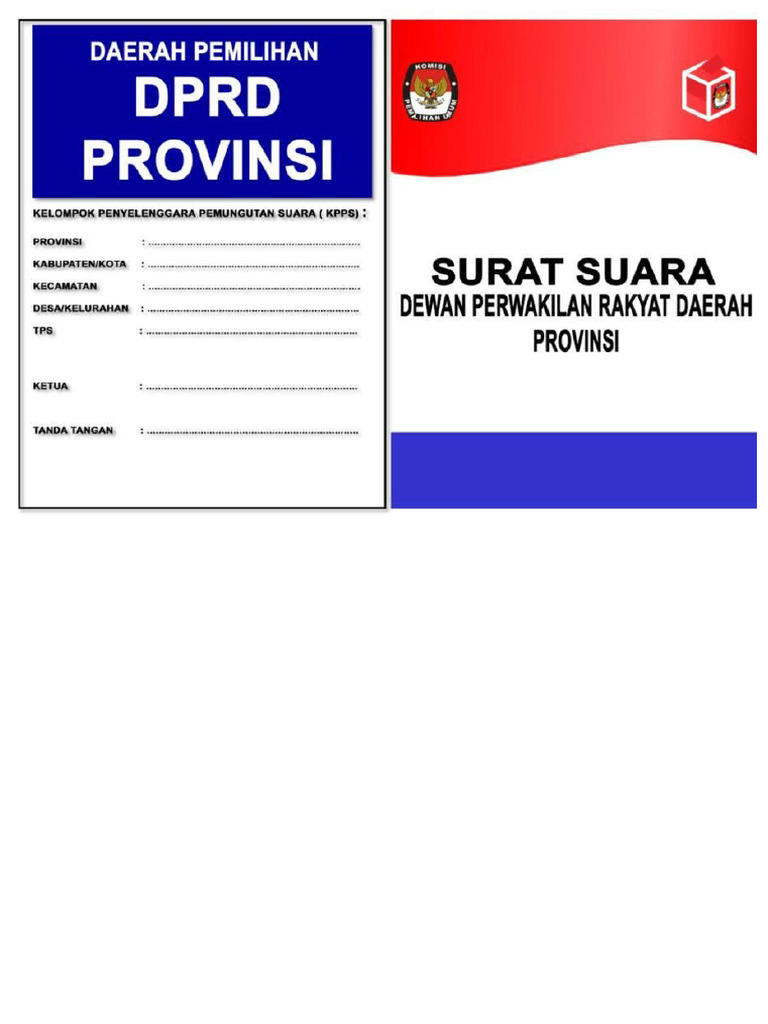 contoh surat suara dpr provinsi | PDF