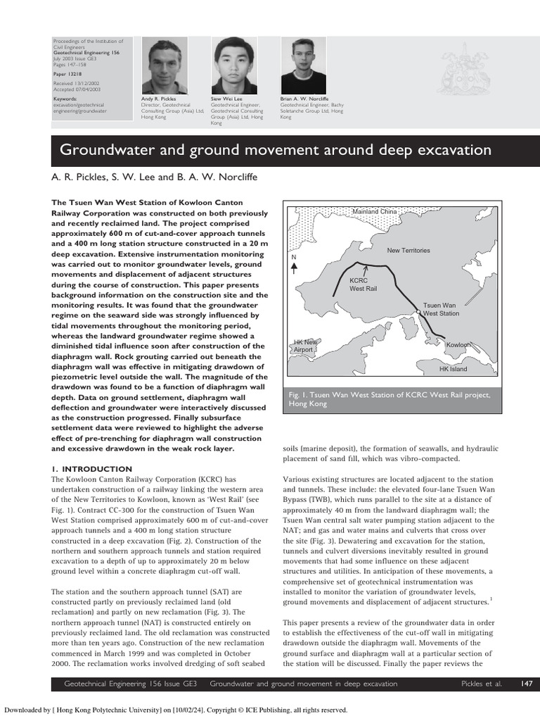 Groundwater and Ground Movement Around Deep Excavation | PDF ...