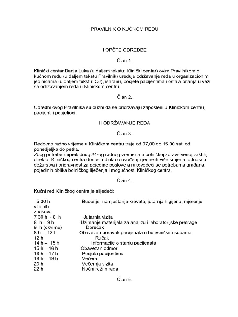 Pravilnik o Kucnom Redu | PDF