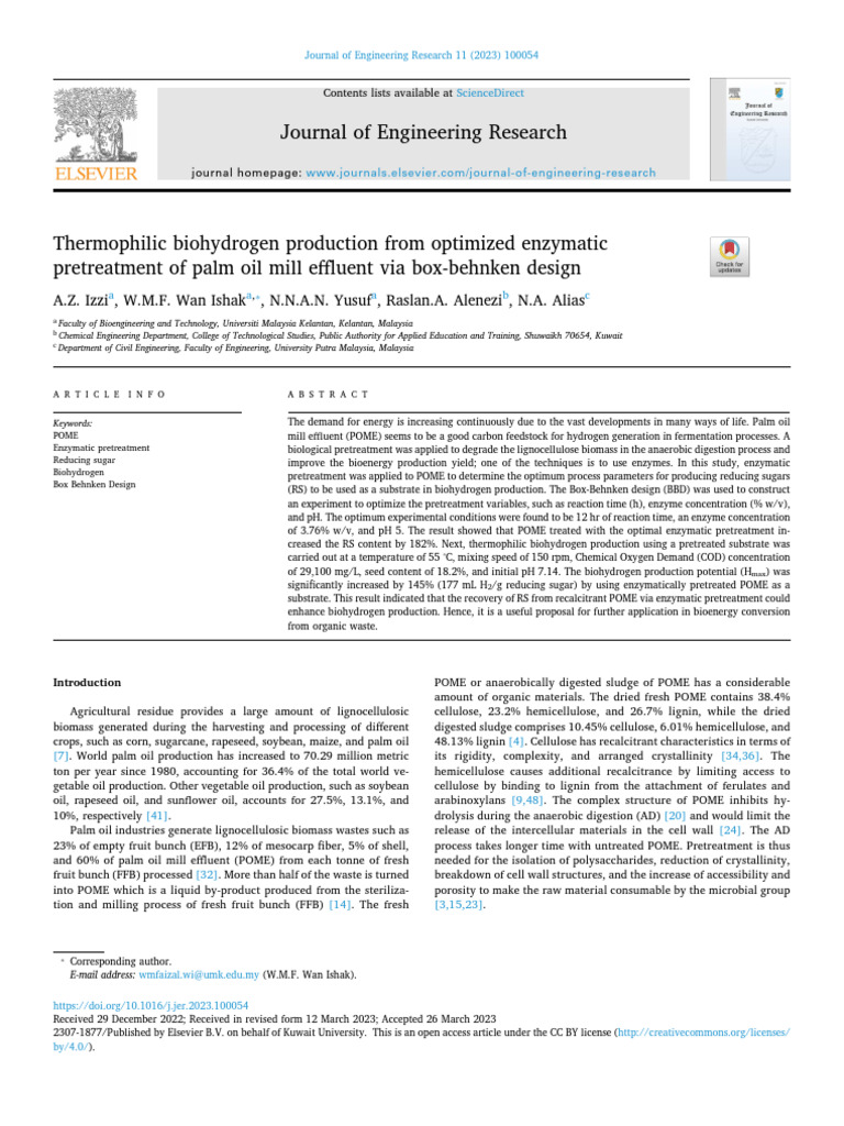Thermophilic Biohydrogen Production From Optimized Enzymatic ...